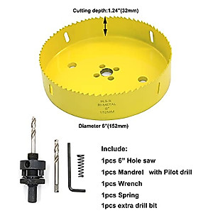 JIECHENG 6 inch Hole Saw for Cornhole Boards,Metal,Drywall,Plasterboard,Wood and Plywood