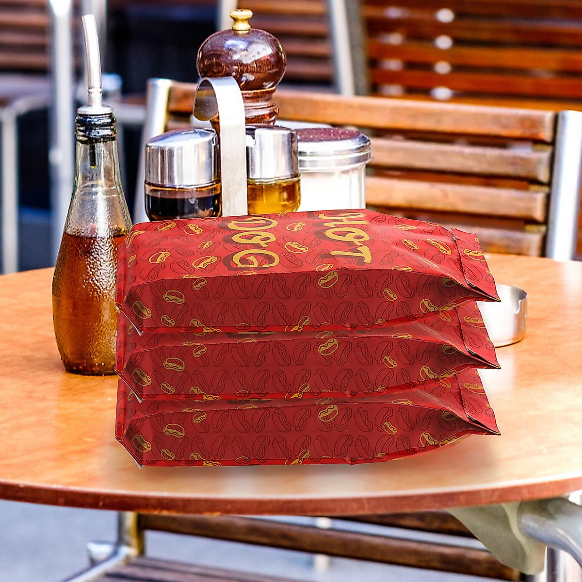 Yarlung 200 Pack Hot Dog Bags Grease-proof Food Wrapper, Warming Aluminum Foil Wrap Paper Sleeves Retain Heat for Popcorn, Sausages, Snack Bars, Food Trucks, Carnival, 9.5x3.5x1.5 Inches