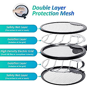 Kensizer Bug Zapper Electric Fly Swatter, Foldable Rechargeable Mosquito Zapper Racket with USB Charging Cable (Black)