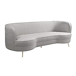 TOV Furniture Flare Modern Glam Curved Living Room Sofa, 91", Cream