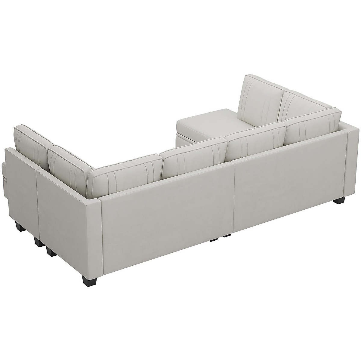 Belffin Sectional Couch with Storage Ottoman, U Shaped Sectional Sofa Couch, Convertible U-Shape Sectional Couch for Living Room, Beige