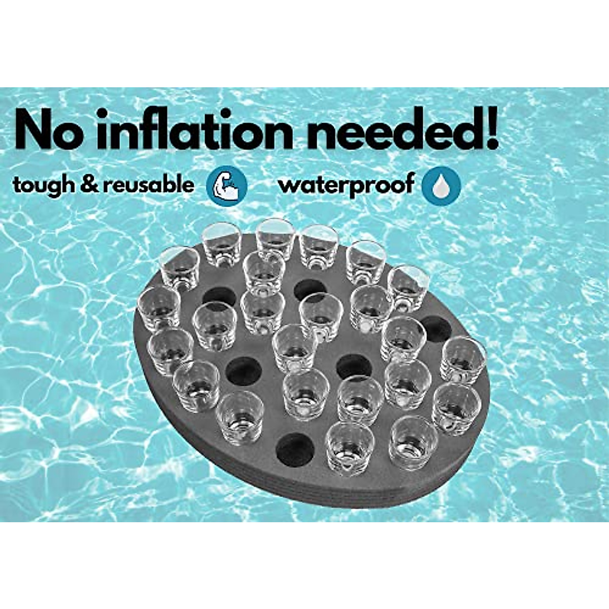 Polar Whale 2 Shot Glass Holder Floating Trays Table for Pool Beach Spa Hot Tub Bar Club Party Float Indoor Outdoor Durable Foam Serving Rack 16.67 Inches Wide Holds 30 Shots