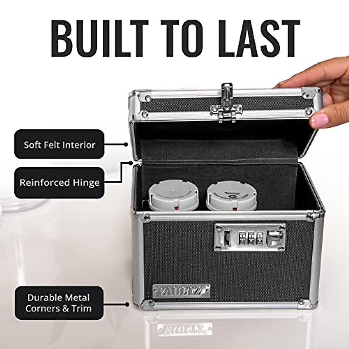 Vaultz Medicine Lock Box w/ Combination Lock - 5 x 7 x 5" Cabinet Safe, Black