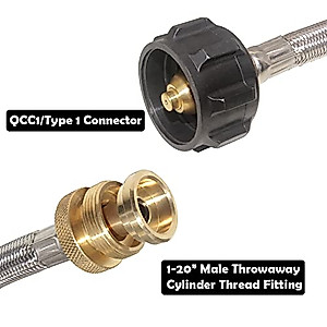 Hooshing 5FT Propane Hose Adapter 1lb to 20lb Converts 1lb Bulk Portable Appliances to 5-40lb Tanks Fit for Coleman Camping Stove, Blackstone Griddle, Weber Q Grill, Buddy Heater, Smoker