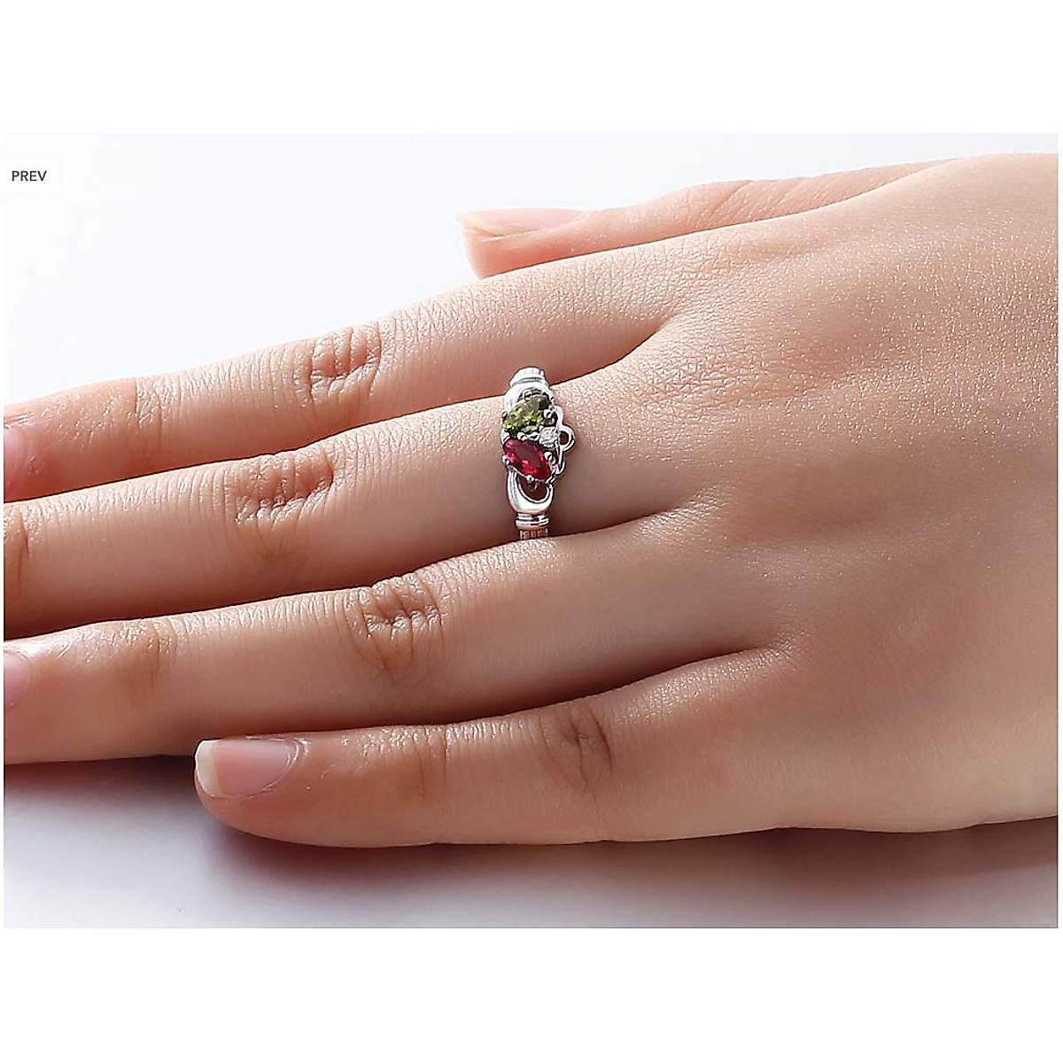 Claddagh ring Personalized Mothers ring 2 birthstones Sterling Silver customized engraved jewelry