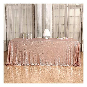 Poise3EHome 50×72'' Rectangle Sequin Tablecloth Party Cake Dessert Table Exhibition Events, Rose Gold