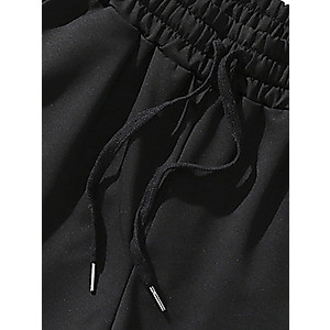 GORGLITTER Men's Graphic Cool Shorts Drawstring Waist Workout Short Streetwear with Pockets Letter Black Small