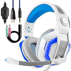 SVYHUOK Wired Gaming Headset for PS4, Over-Ear PC Headphones As Gifts for Kids Teens, Gamer Headset with Mic LED Light 3D Bass Surround Sound, Memory Foam Earpad for Mac, Laptop