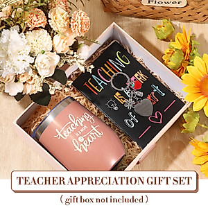 Didaey 48 Pcs Teacher Appreciation Gift Bulk Thank You Teacher Gift for Women 12 oz Wine Tumbler Coffee Mug with Straw Lid Mini Notepad Keychain for Teacher Appreciation Retirement Gifts(Rose Gold)