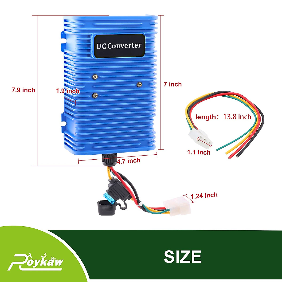 Roykaw Golf Cart Voltage Reducer Regulator Converter 36/48V to 12V Compatible with E-Z-GO Club Car Yamaha (30A/350W)
