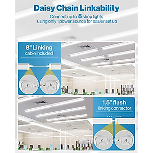 Sunco 4 Pack LED Wraparound Light Fixture 4FT, Garage Ceiling Lights, Linkable 40W=300W, 3500 LM, 6000K Daylight Deluxe, Hardwired, Surface Mount, Workshop Utility Light ETL