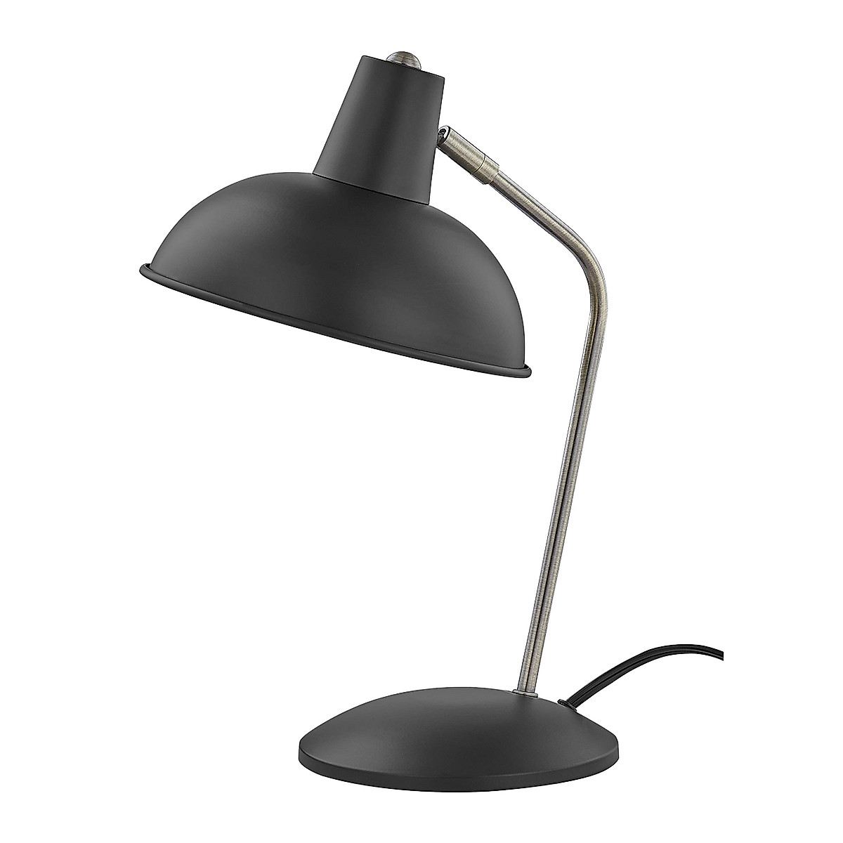 Light Society LS-T261-BK Hylight Black Retro Desk Lamp with Antique Brass Details, Mid Century Modern Vintage Style