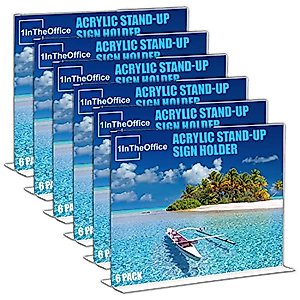 1InTheOffice Acrylic Stand-Up Horizontal Sign Holder 8.5x11"6 Pack"