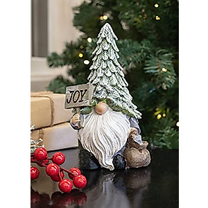 Napco Joy Gnome Snow Capped Green Hat 7 x 4 Polyresin Table Top Figurine