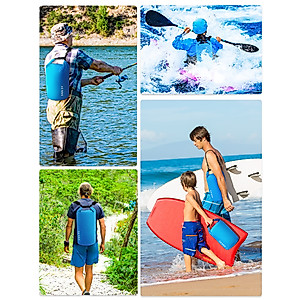 HEETA Waterproof Dry Bag for Women Men (Upgraded Version), Roll Top Lightweight Dry Storage Bag Backpack with Emergency Whistle for Travel, Swimming, Boating, Kayaking, Camping, Beach (Blue, 5L)