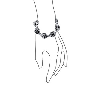 Antiqued Finish Large Statement 3D Garden Flower Black Rose Bracelet For Women Girlfriend Oxidized .925 Sterling Silver 7.5 Inch