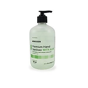 McKesson 53-27037-18 Premium Hand Sanitizer with Aloe and Spring Water Scent, 18oz Bottle with Pump (Pack of 12)