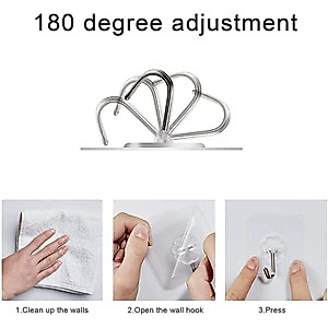 SUF Adhesive Hooks Kitchen Wall Hooks- 20 Packs Heavy Duty 13.2lb(Max)Coat and Towel Adhesive Hooks,Wall Hangers Waterproof and Oilproof for Bathroom,Kitchen and Home Sticky Hooks