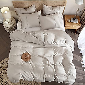 HYPREST Linen Duvet Cover King Size, 100% French Flax Linen Bedding Duvet Covers Soft Breathable Cooling Farmhouse Style with Zipper, Moisture-Absorbing & Durable