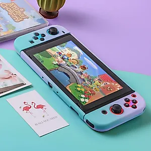 HEATFUN Dockable Case for Nintendo Switch, Hard Case for Nintendo Switch - Purple Green