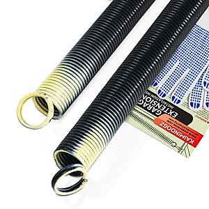 KaiMinDogz Pair of 100lb. Heavy Duty Garage Door Extension Springs Stretch Springs, 25" Long,Double Loop Ends, High Precision Electrophoresis Black Coated, MIN 16,000 Cycles, for 7ft High Garage Doors