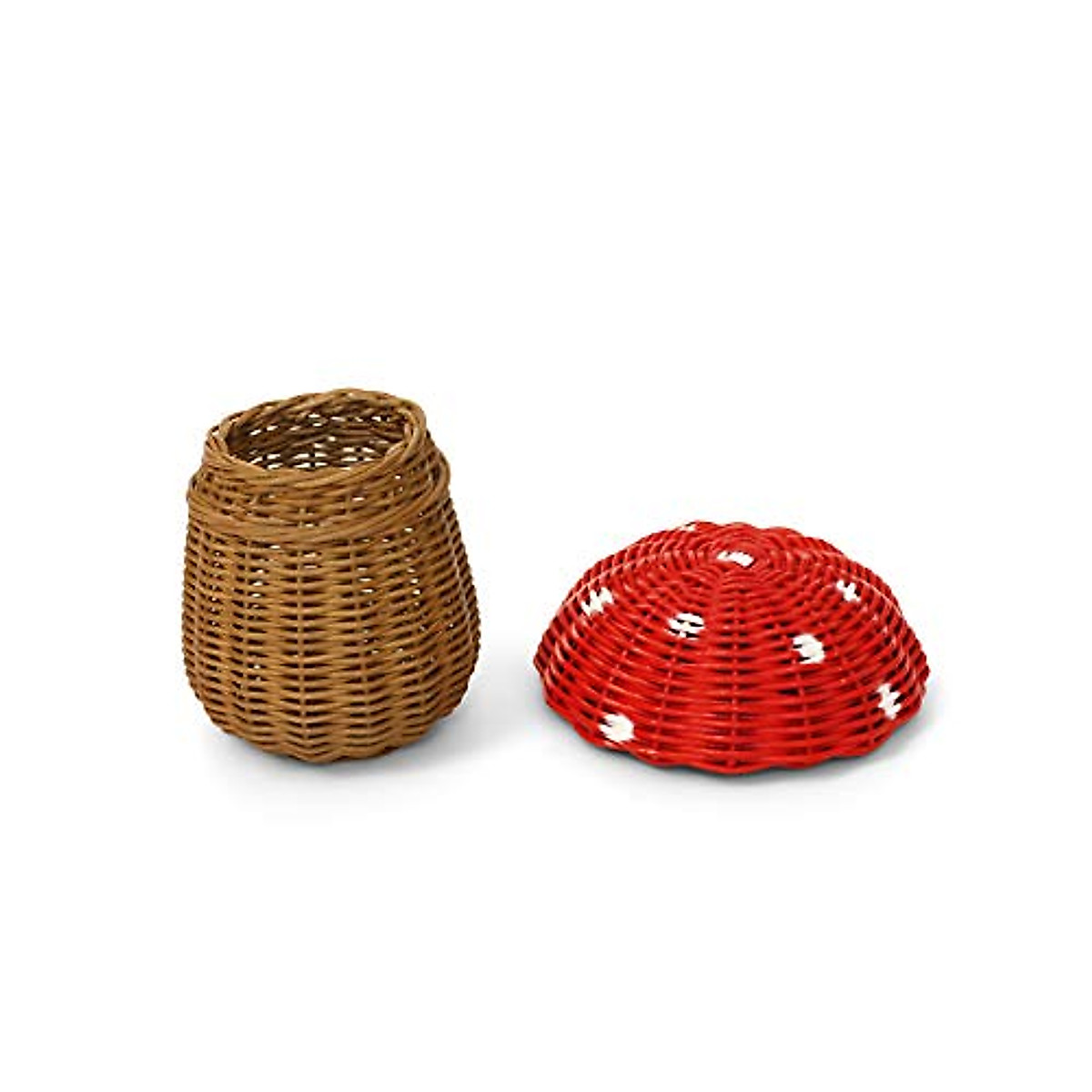 G6 COLLECTION Mushroom Rattan Storage Basket With Lid Decorative Bin Home Decor Hand Woven Shelf Organizer Cute Handmade Handcrafted Gift Art Decoration Artwork Wicker Mushroom