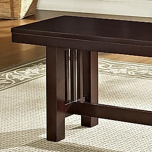 Walker Edison 3 Person Wood Dining Bench Armless Kitchen Table Set Dining Chairs, 60 Inch, Brown