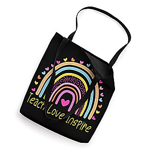 Teach Love Inspire First Grade Teacher Rainbow Tote Bag