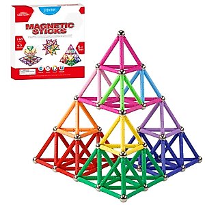 MONILON 160 Pcs Magnet Building Sticks Kids Toys, Lengthen Magnetic Construction Building Blocks Set 3D Brain Training Learning Educational DIY STEM Toys
