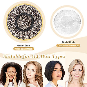 Flaxseed Deep Conditioning Heat Cap - Boloye Cordless 100% Safe Microwave Hot Cap for Natural Curly Textured Hair Care, Drying, Styling, Curling, Universal size (10 PCS One-time shower cap) (Leopard)
