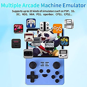 SERYUB RGB20S Handheld Game Console 3.5 inch HD Screen, Retro Consoles Classic Emulator Gaming Pre-Installed System Plug-in Headphones Preinstalled Hand Held Video Games System 64GB(Blue)