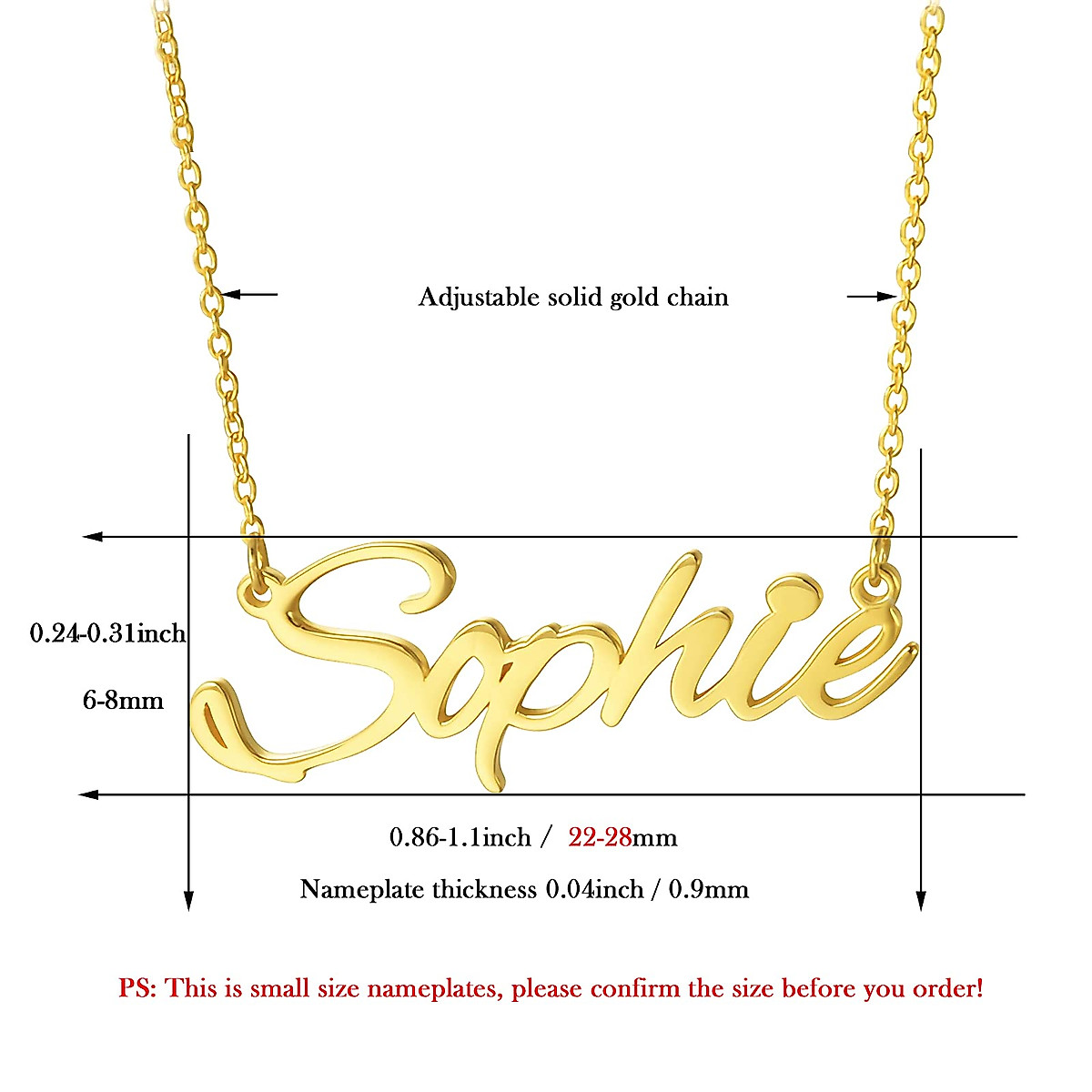 MRENITE 10k 14k 18k Solid Yellow Gold Personalized Name Necklace – Small Dainty Nameplate Jewelry - Custom Any Name Gift for Her Women Daughter