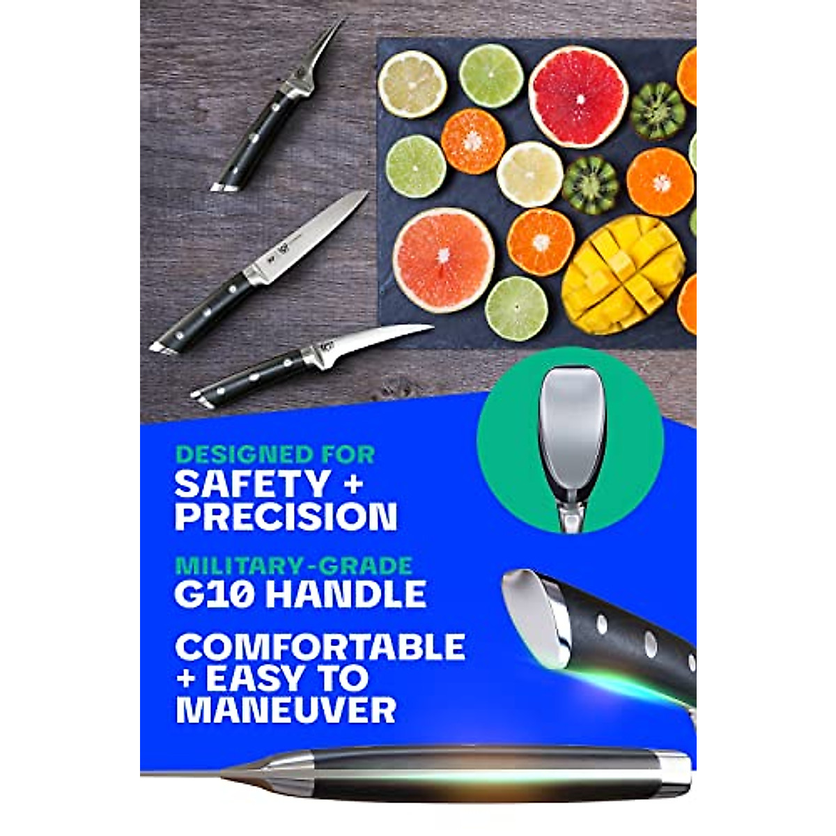 Dalstrong Fruit & Vegetable Paring Knife Set - 3 Piece - Gladiator Series Elite - Forged German High-Carbon Steel - Sheaths Included - Carving and Detail Knives Set - Kitchen Knife - NSF Certified