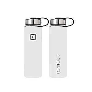 IRON °FLASK Sports Water Bottle - Wide Mouth with 3 Spout Lids - Stainless Steel Gym & Outdoor Bottles for Men, Women & Kids - Double Walled, Insulated Thermos, Metal Canteen - Winter White, 22 Oz
