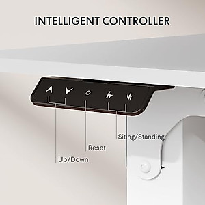 FLEXISPOT Dual Motor 4 Legs L Shaped Standing Desk Corner Desk Computer Electric Sit Stand Up Desk Height Adjustable Desk Home Office Table with Splice Board, 63x43 White