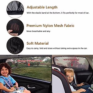 2Pcs Car Window Shade for Baby Universal Fit Adjustable Shade Breathable Mesh Car Curtains Window Net Car Rear Door Outdoor Camping Netting (XL)