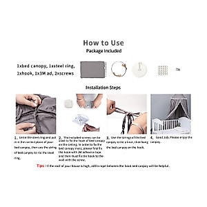 Uaugh Crib Canopy, Princess Bed Canopy for Kids Baby Bed, Round Dome Kids Castle Game Tent and Perfect House Decoration (Pink)