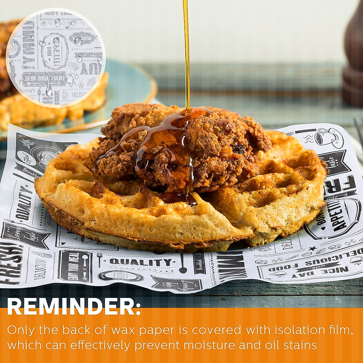 Newsprint Wax Paper Sheets Newspaper Theme Food Wrap Paper Grease Resistant Tray Liners Waterproof Wrapping Tissue Food Picnic Paper for Home Kitchen Baking Hamburger（White Background,150 Pieces）