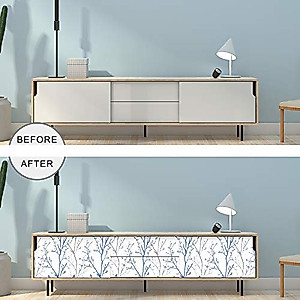 Melwod Grey Blue Tree Branches Peel and Stick Contact Paper 17.7" x 118" Modern Tree Branch Removable Wallpaper Natural Wall Paper Self-Adhesive Vinyl for Drawer Liner Furniture Crafts Accent Walls