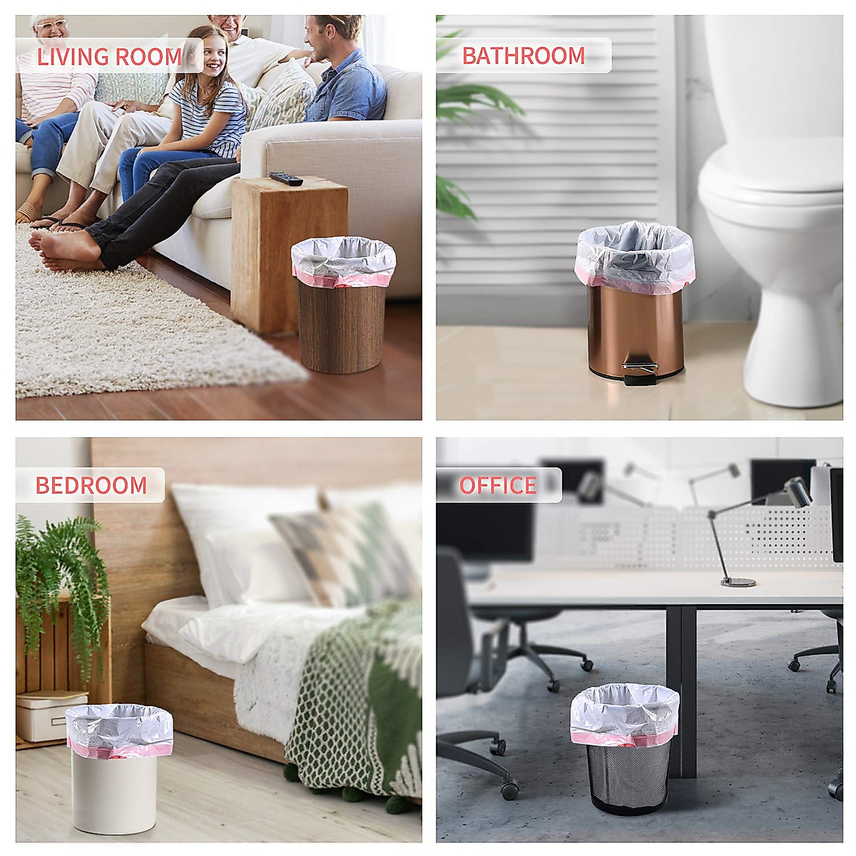 Small Trash Bags, KONE 192 Count 4 Gallon Drawstring Extra Thick Garbage Bags Wastebasket Bin Liners Plastic Trash Bags for Bathroom, Bedroom, Office, Car, Kitchen, Home