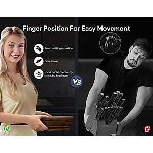 SYOKAMI Knife Set 7 Piece Japanese Style Kitchen Knife Set With Foldable Magnetic Acacia Wood Block Sharp High Carbon Stainless Steel Knives Set for Kitchen with Anti-slip Ergonomic Handle