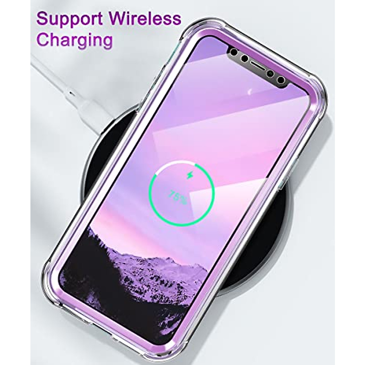 Hocase for iPhone 11 Case, (with Screen Protector) Shockproof Slim Lightweight Soft TPU+Hard PC Full Body Protective Case for iPhone 11 (6.1" Display) 2019 - Watercolor Marble