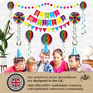 Premium Reusable Birthday Party Decorations - Birthday Decoration Set - Happy Birthday Banner, Honeycomb Decorations, Streamers, Paper Garland