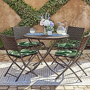 Melody Elephant Outdoor Chair Cushions Set of 4, Water Resistant Patio Chair Pads with Ties, Seat Cushions for Home Garden Furniture Decoration, 16”x17”, Swaying Palms Green