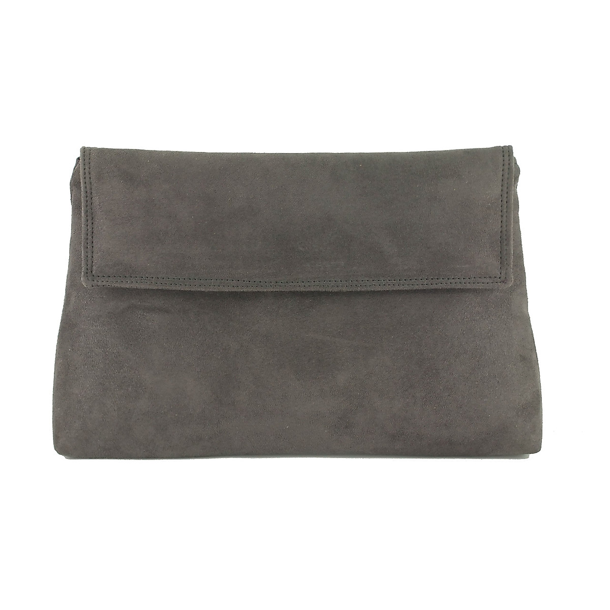 LONI Womens Charming Clutch Purse Shoulder Cross-body Bag Faux Suede in Charcoal Grey