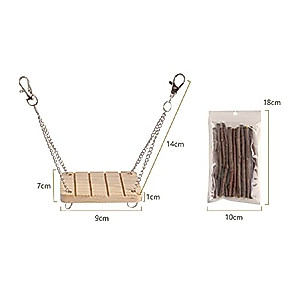 Joyeee Hamster Chew Toys Set 11 Pack, Small Animal Molar Toys Teeth Care Natural Wooden Accessories for Guinea Pigs,Chinchillas,Gerbils,Mice,Rats,and Other Small Animals