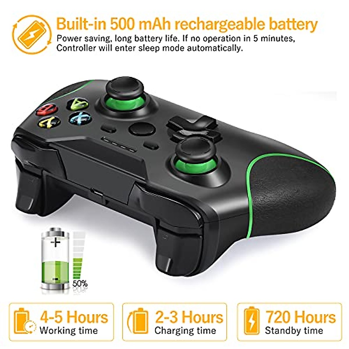 GLOWANT Wireless Controller Replacement for Xbox One Controller,2.4G Wireless Gamepad Joystick with Dual Vibration and Built-in 500mAh Rechargeable Battery Compatible with Xbox one(BL)