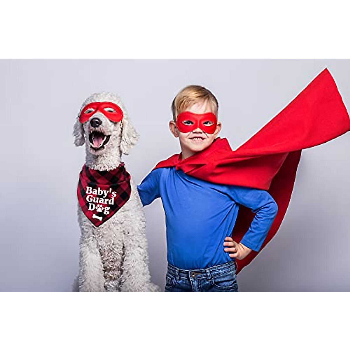 YHTWIN Funny Cute Red Plaid Cotton Triangle Pet Dog Bandanas, Baby's Guard Security Dog Scarf Accessories Props Decorations, Dog Birthday Party Photograph Props for Pet Lovers Owner Gift