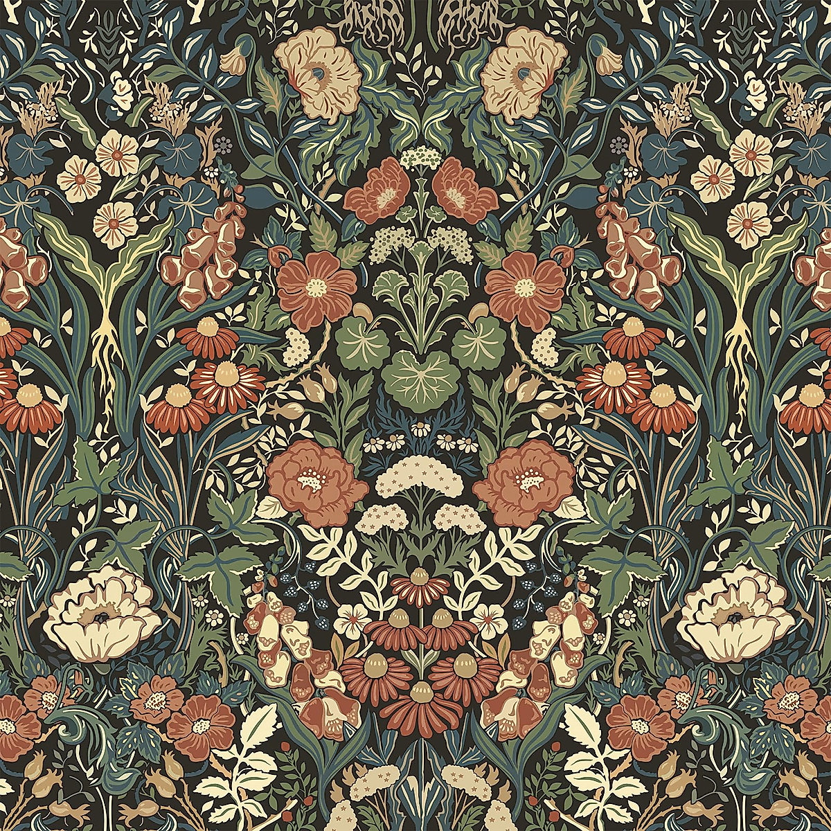 Vintique Vintage Peel and Stick Wallpaper Black and Green Wallpaper Boho Floral Peel and Stick Wallpaper Contact Paper Leaf Removable Wallpaper SelfAdhesive for Cabinets Shelf Liner Vinyl 17.3in*9.8ft