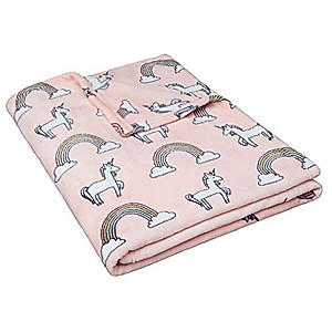 Amazon Basics Kids Bedding Nap Set with Unicorn Pillow and Fleece Throw Blanket